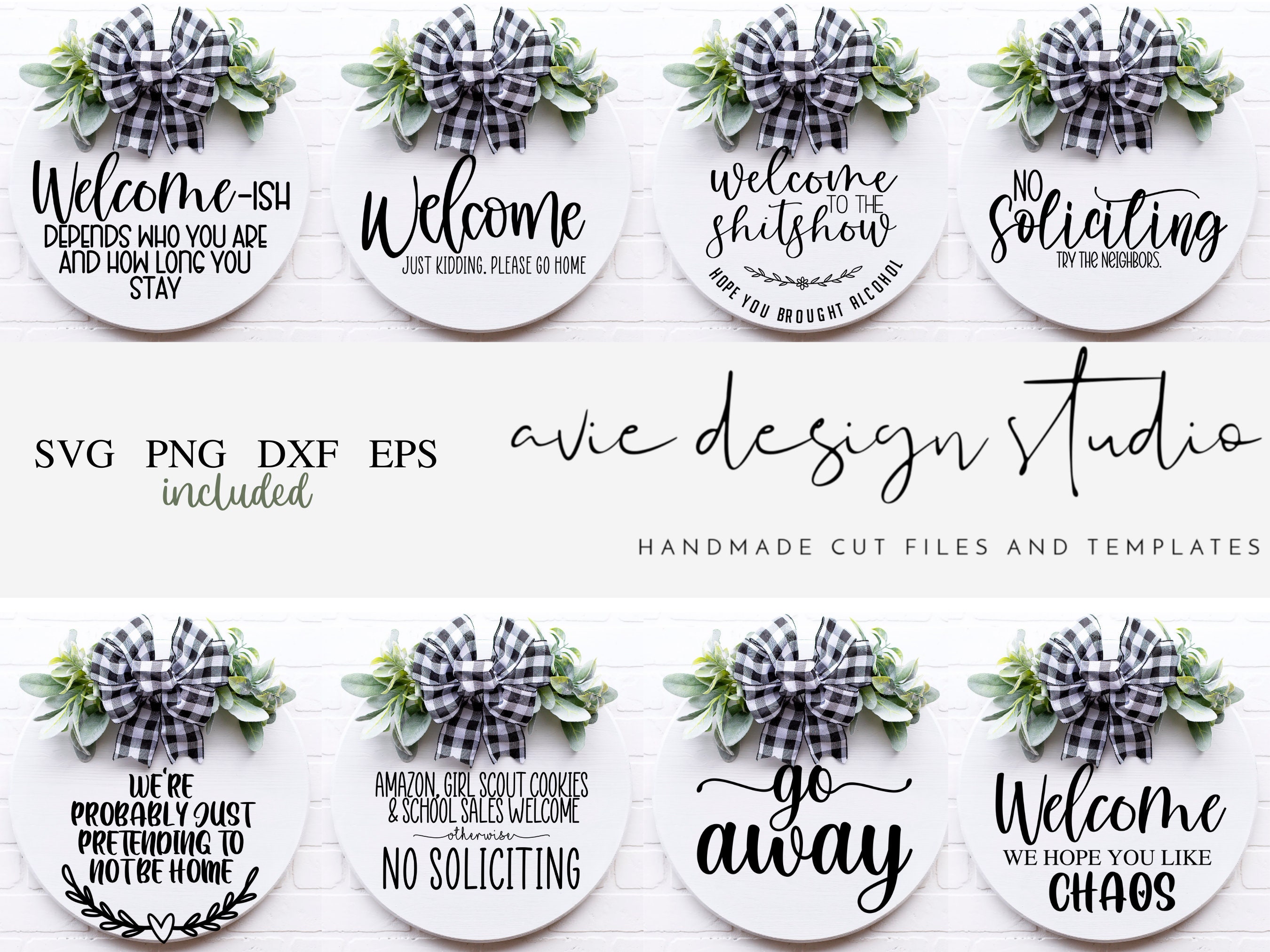 Funny Round Signs SVG Bundle , Round SVG Files, Door Hanger Svg ...