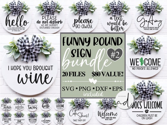 Funny Round Signs SVG Bundle Round SVG Files Door Hanger - Etsy