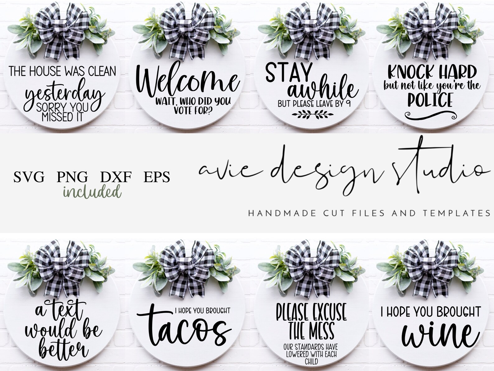 Funny Round Signs SVG Bundle , Round SVG Files, Door Hanger Svg ...