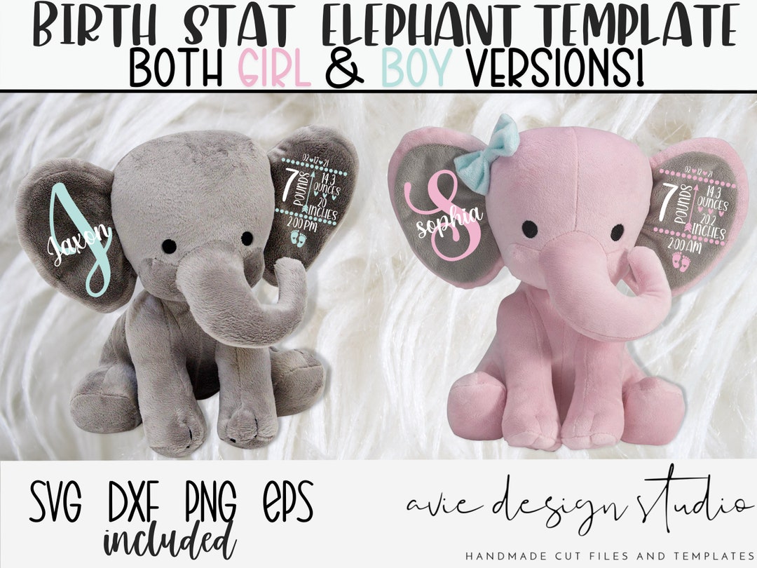 Birth Stat Elephant SVG Bundle, Baby Boy Svg, Baby Girl Svg, Birth ...