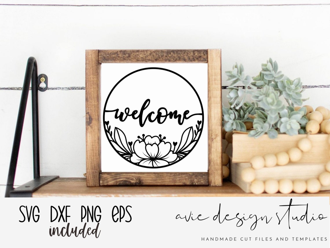 Welcome Svg Welcome Sign Svg Flower Frame Svg Round Sign - Etsy