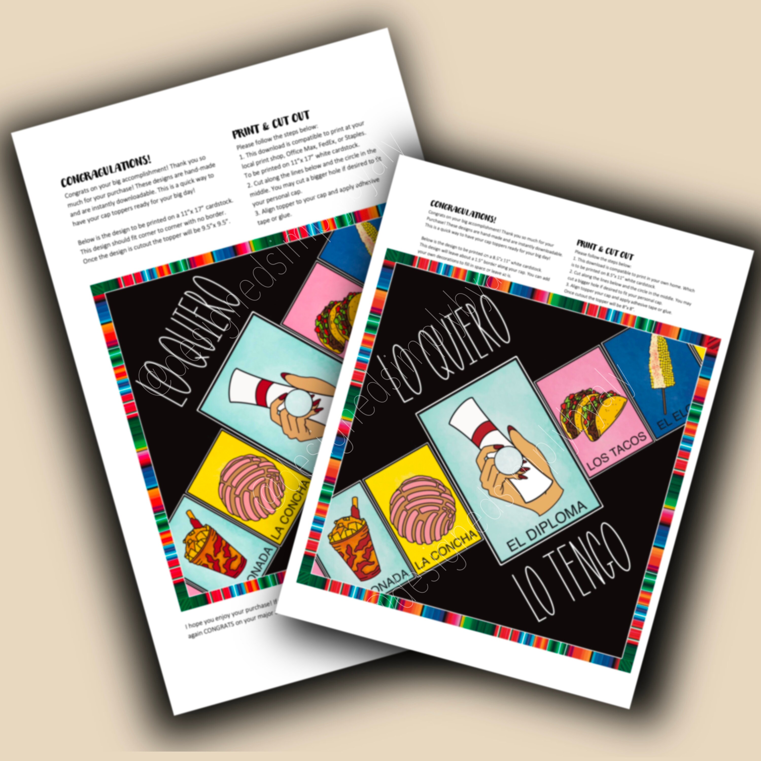 Loteria Graduation Cap Topper Design - Etsy