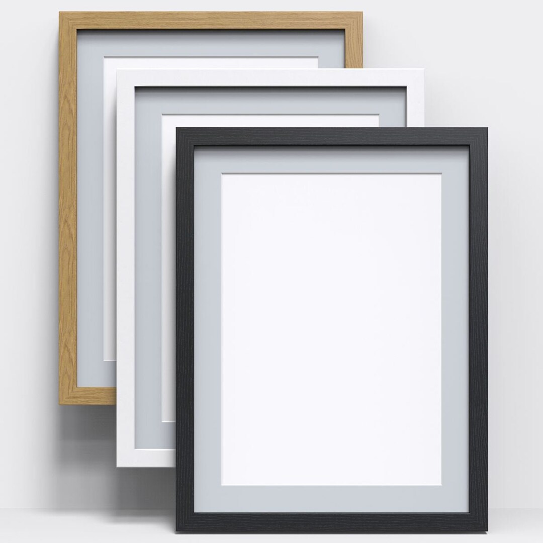 Black White Oak Picture Poster Photo Frame With Grey Mount Wood Effect ...