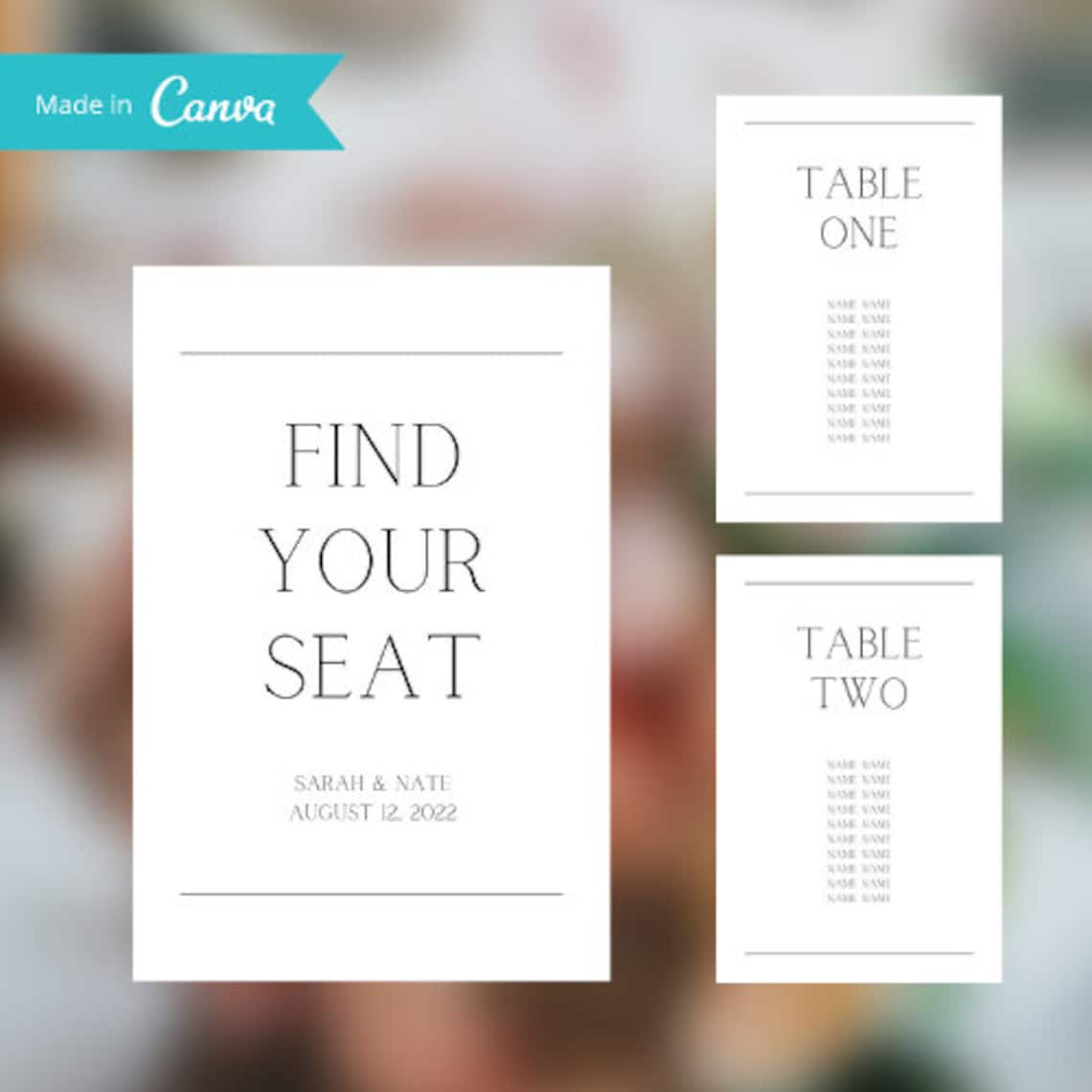 Wedding Seating Chart Instant Download Printable Modern - Etsy