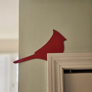 Red Cardinal Door Corner Decoration - Laser-cut Wooden Bird Accent for ...