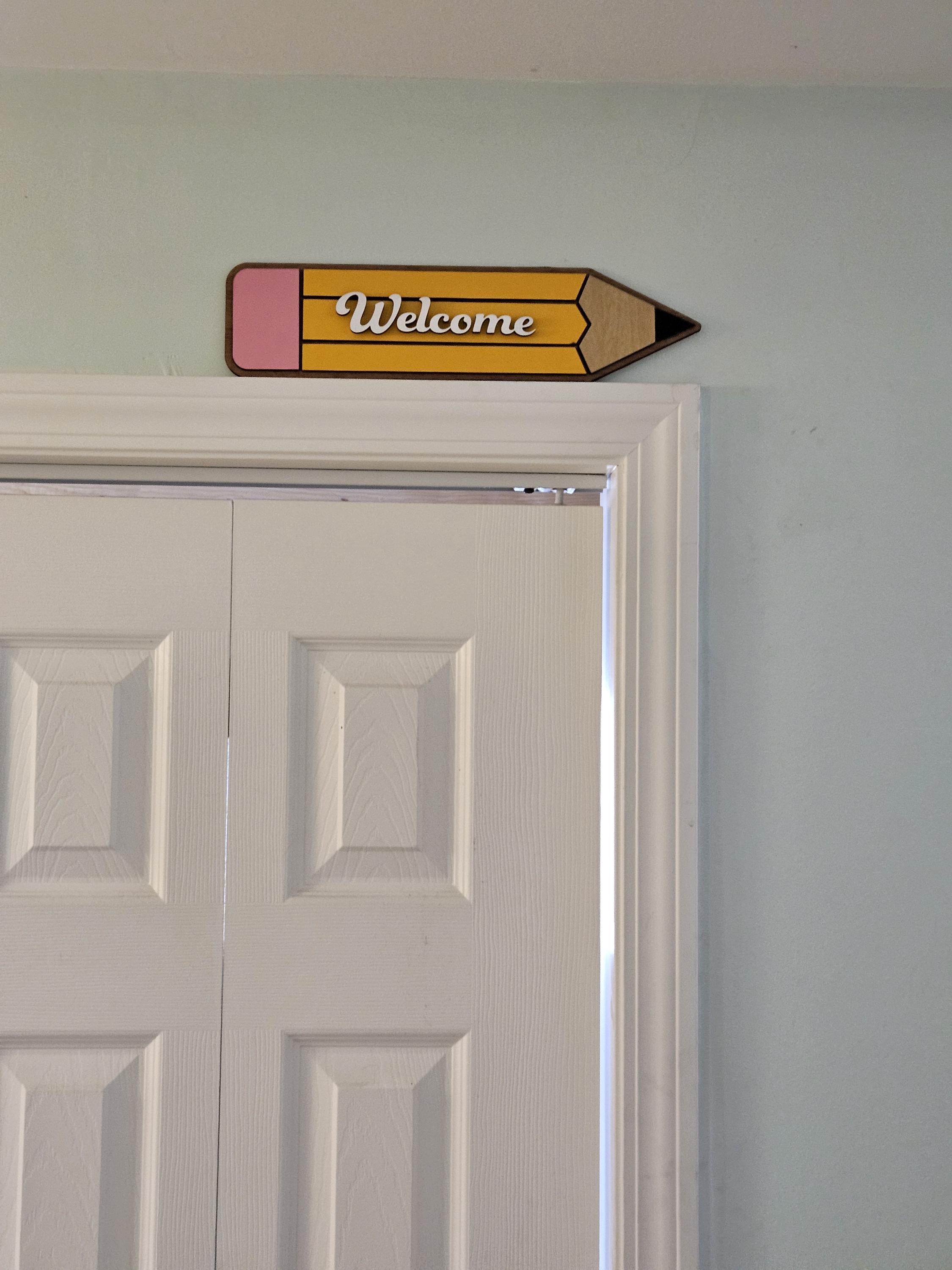 Personalized Pencil Door Hanger - Custom Teacher Name Sign - Classroom ...