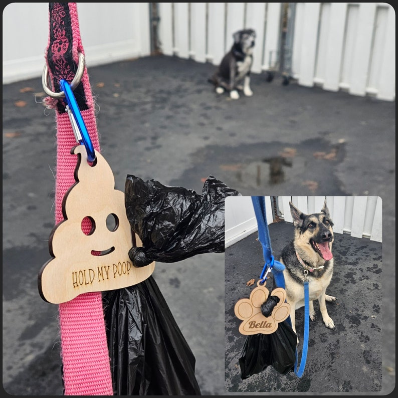 Wood Poop Bag Holder | Hands Free Poop Bag Carrier | Doggie Poop Waste ...