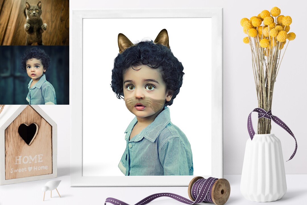 Funny Face Pet Portrait Combine Dog / Cat Face With Human Face Put Your ...