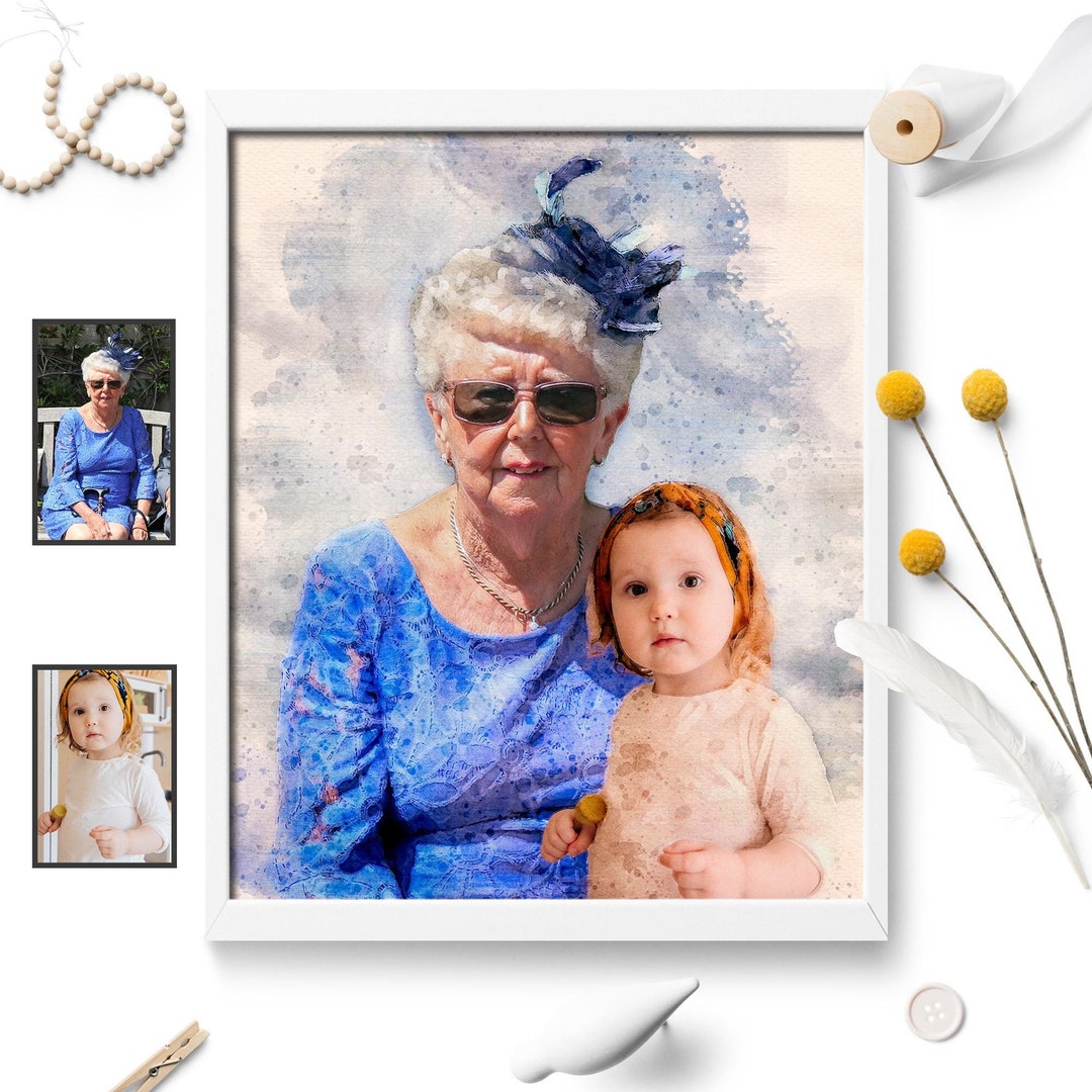 Watercolor Portrait From Combining Photos, Add Person, Loved Ones ...
