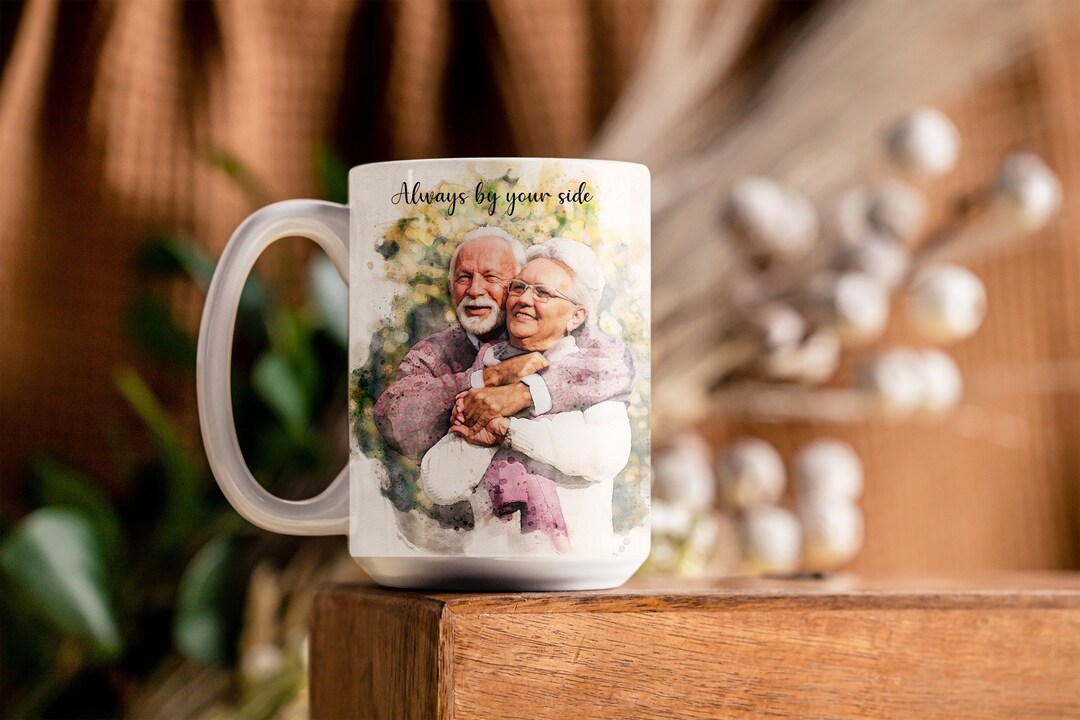 Custom Portrait Ceramic Mug With Photo and Text Personalized Mug With ...