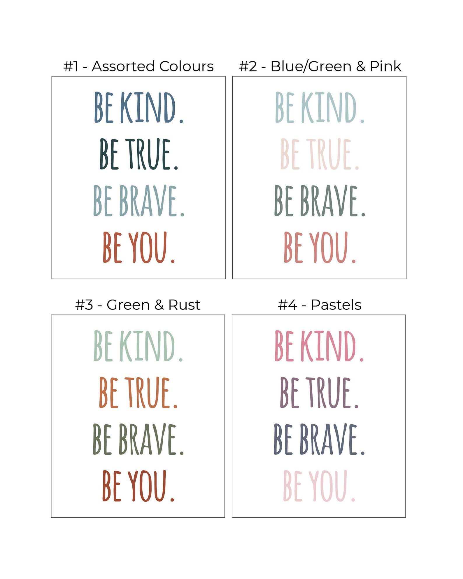 Be Kind Be True Be Brave Be You Kid's Poster Playroom - Etsy UK