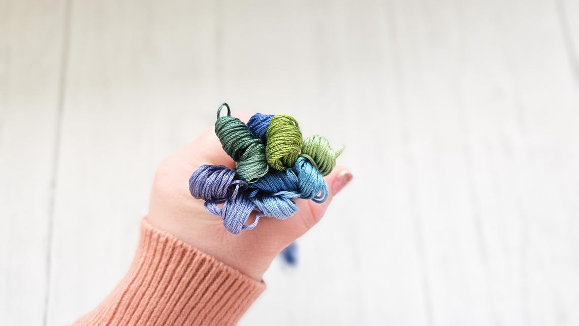 Blue and Green Embroidery Floss Bundle | 10 Skeins of DMC Floss | Earth ...