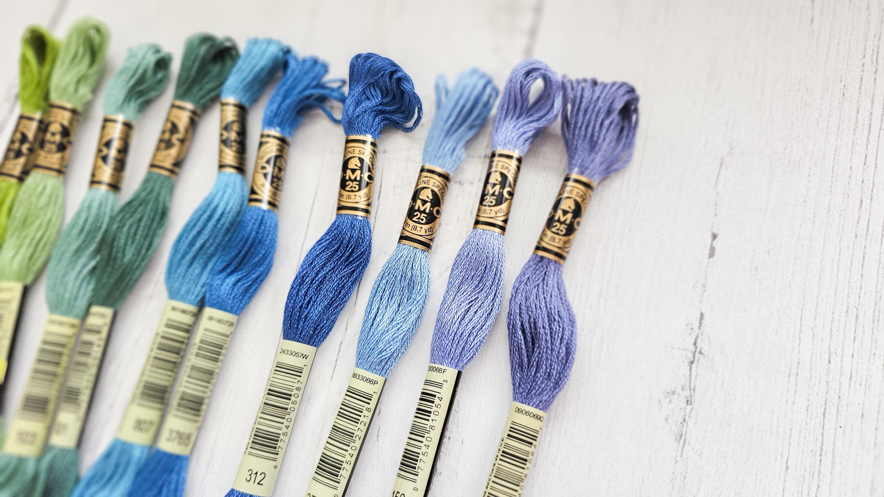 Blue and Green Embroidery Floss Bundle | 10 Skeins of DMC Floss | Earth ...