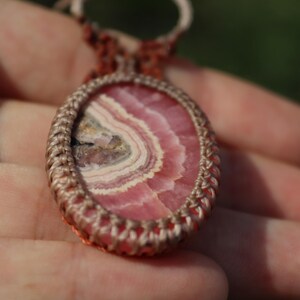 Rhodochrosite Pendant With Sunstone Beads, Aesthetic Jewelry, Intricate ...