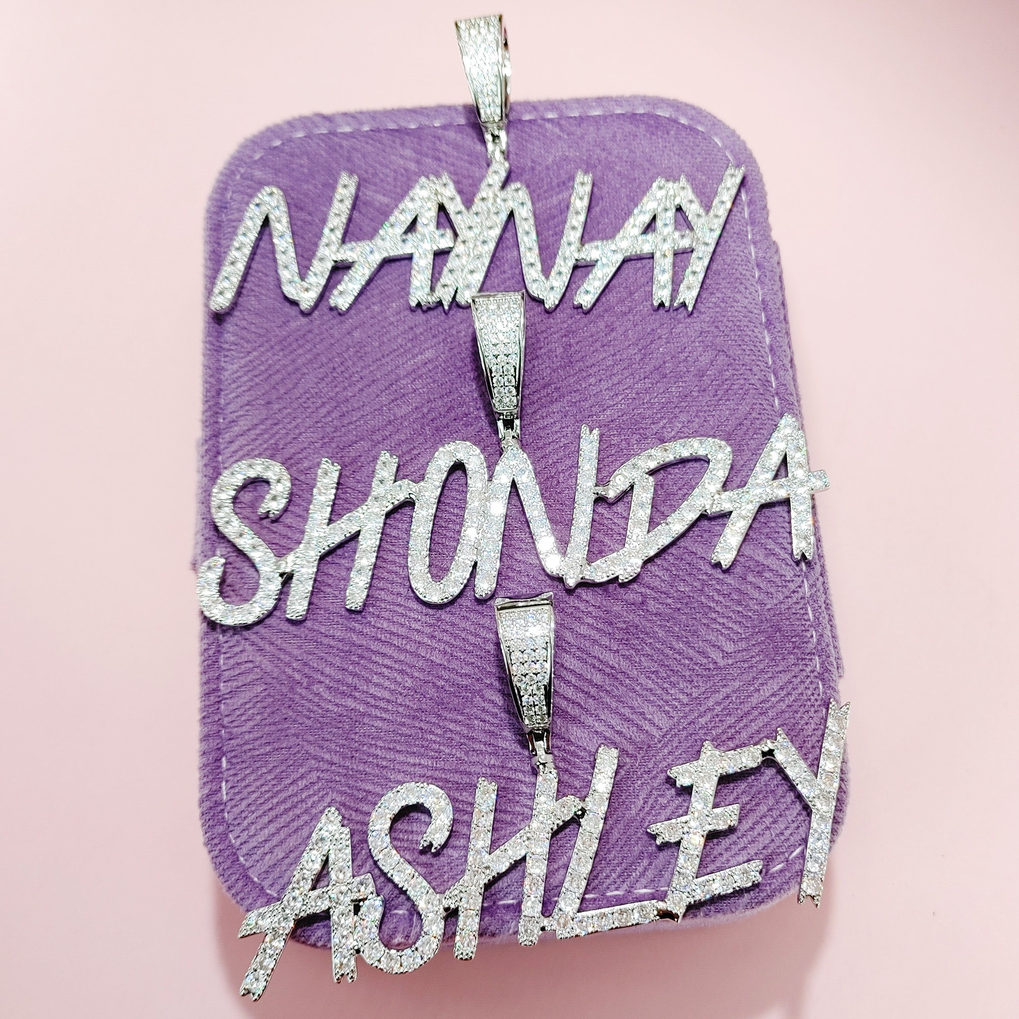 Personalized Bling Brush Font Name Necklace, Hip Hop Style - Etsy