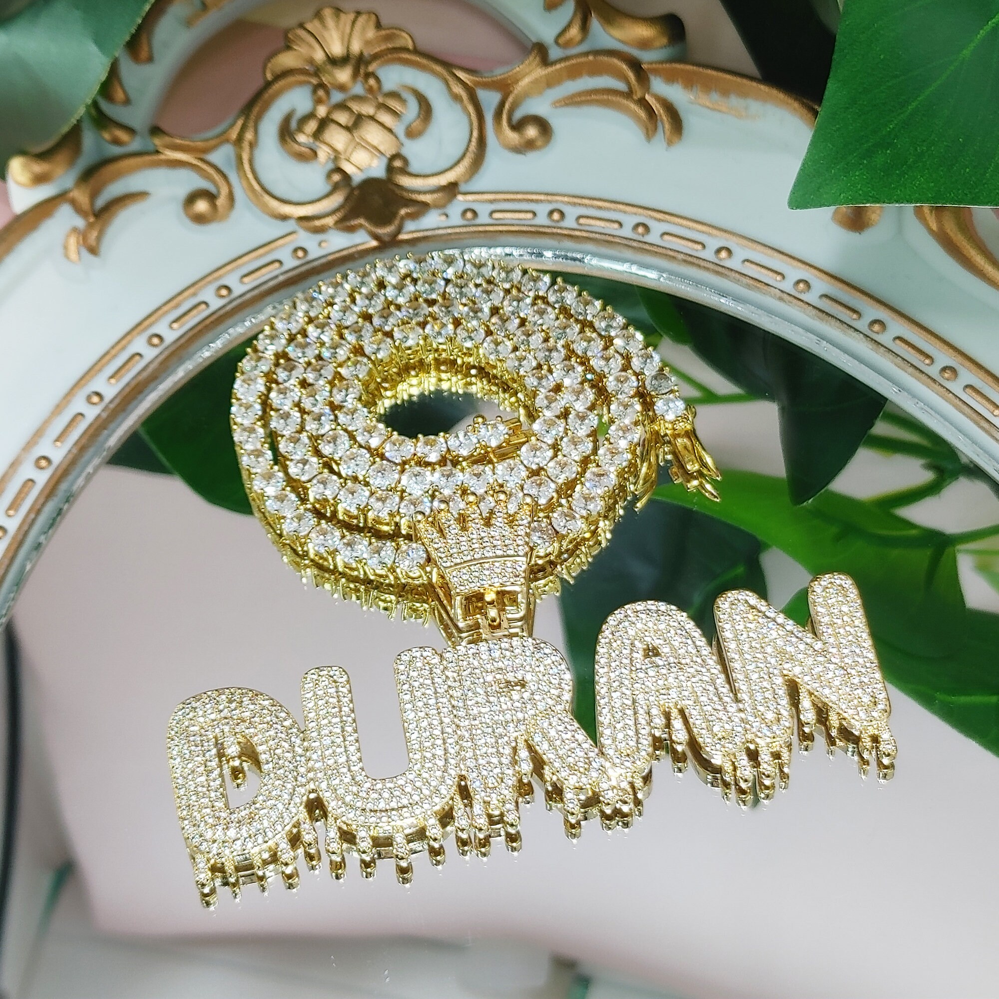 CUSTOM Micro Paved Drippy Letters Name Pendant,personalised Words ...