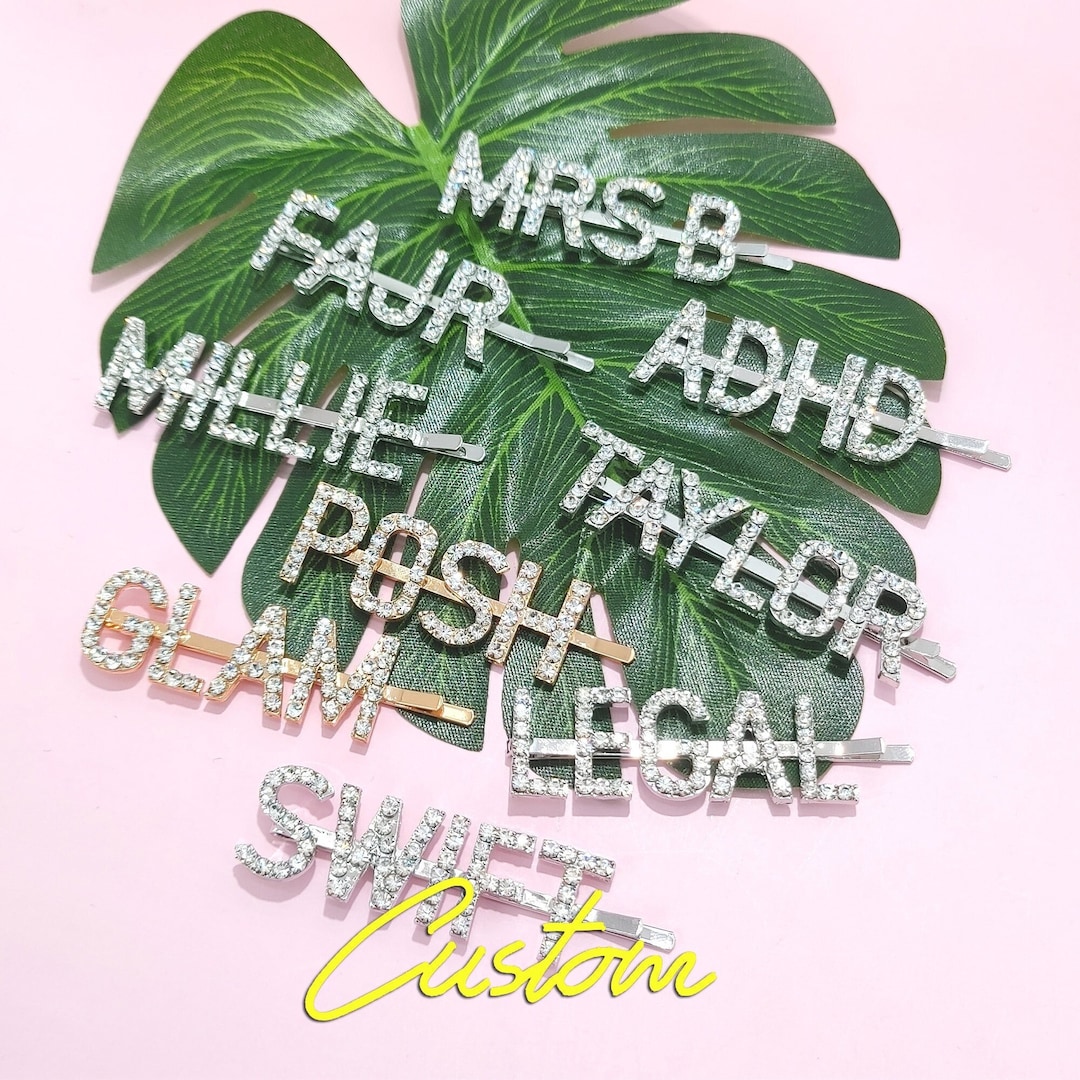 Personalised Name/word Hair Clips, Custom Letters Hair Pin, Sparkling ...