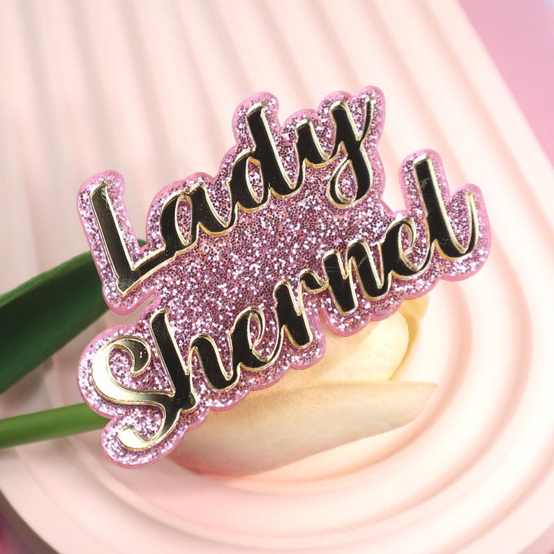 Custom Lady Name Brooch Pin, Glitter Soror Name Badge, 3D Sorority Pins ...