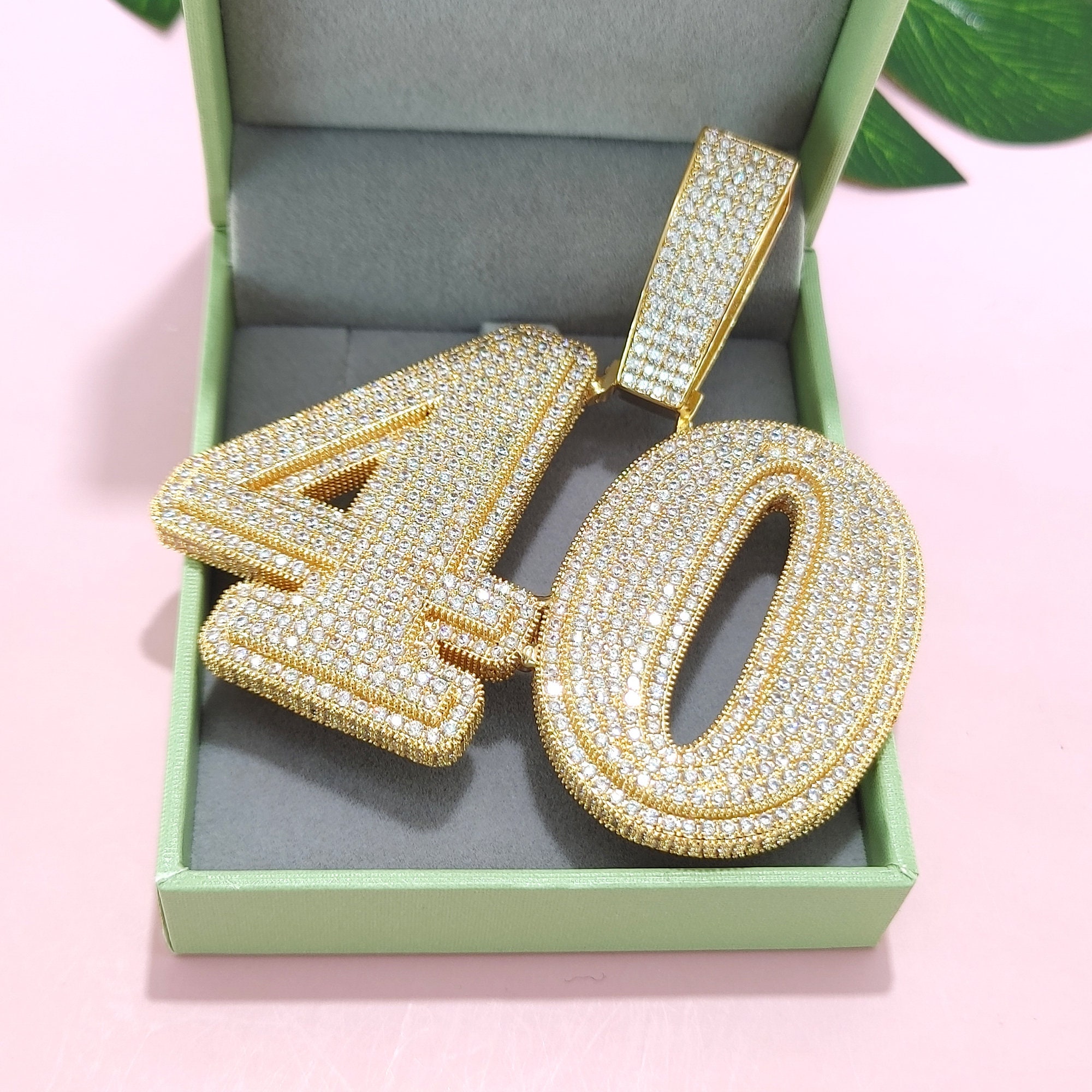 Customize Big Number&letter Charm Necklace, Custom CZ Diamond Pendant ...