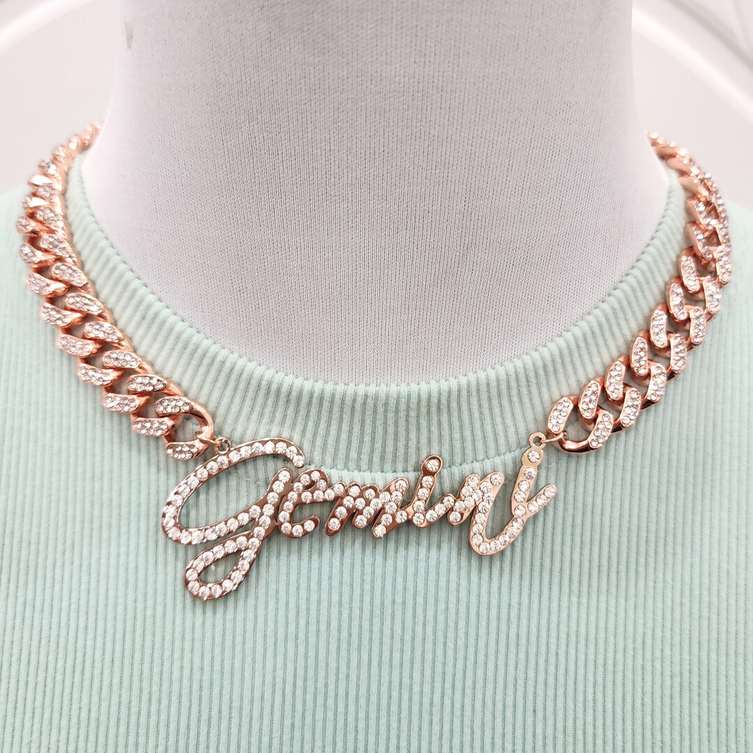 Personalized Sparkling Name Cuban Chain Necklace, Bridesmaid Gift - Etsy