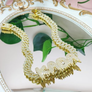 Custom Nameplate With Bling Cuban Chain, Personalized Nickname Necklace ...