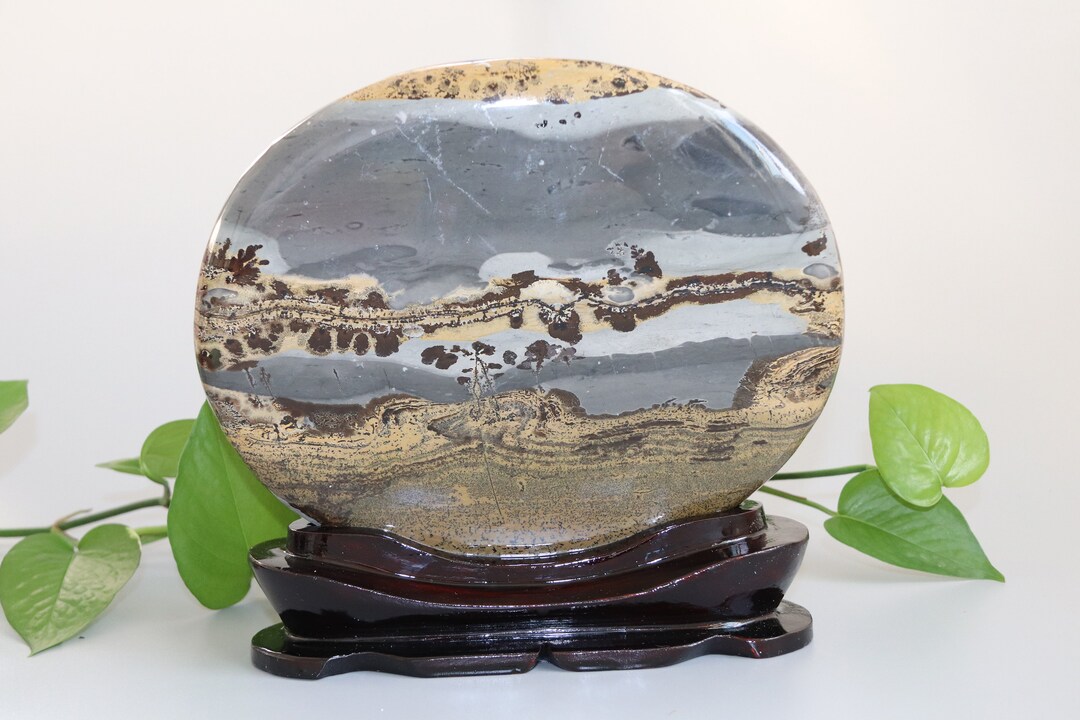 7 '' Natural Chinese Painting Stone, Natural Patterns/stone, Golden ...