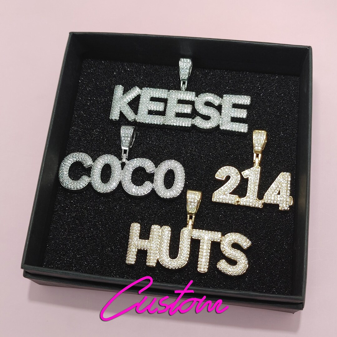 CUSTOM Bubble Letters Pendant, Personalised Words Necklace, Custom ...