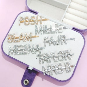 Personalised Name/word Hair Clips, Custom Letters Hair Pin, Sparkling ...