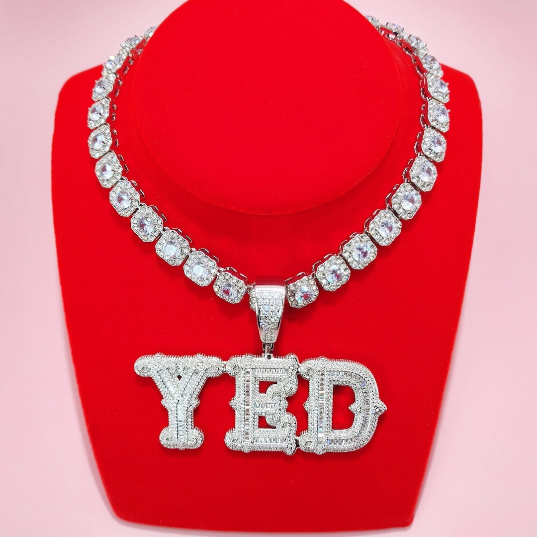 Iced Out Custom Name Chain,custom Letters Charm Necklace,personalized ...
