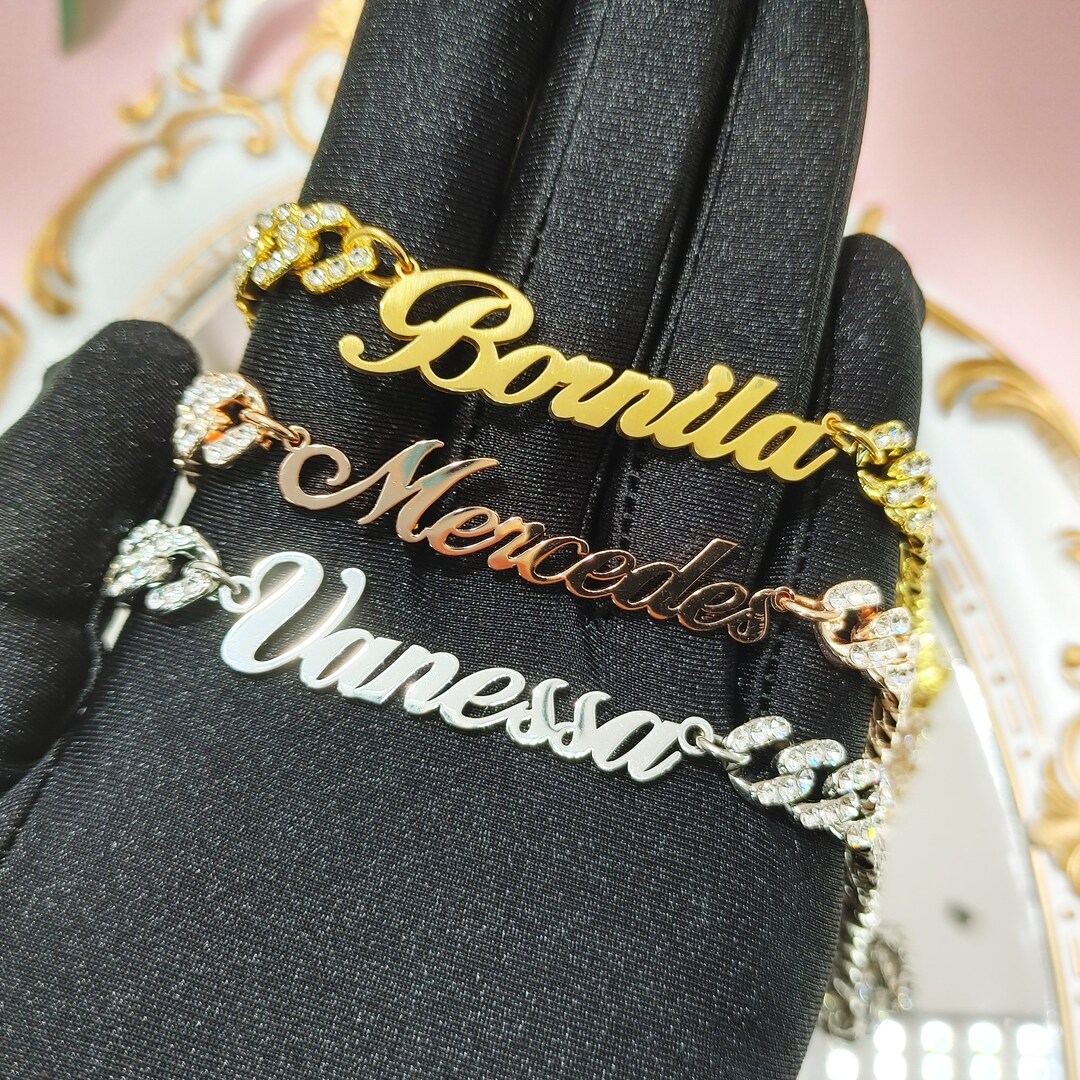 Hot Popular Name Plate With Bling Chain, Custom Name Chain, Nameplate ...