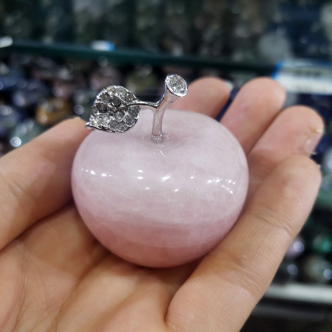 Hand Carved Crystal Apple, Rose Quartz Apple, Turquoise Apple, Crystal ...