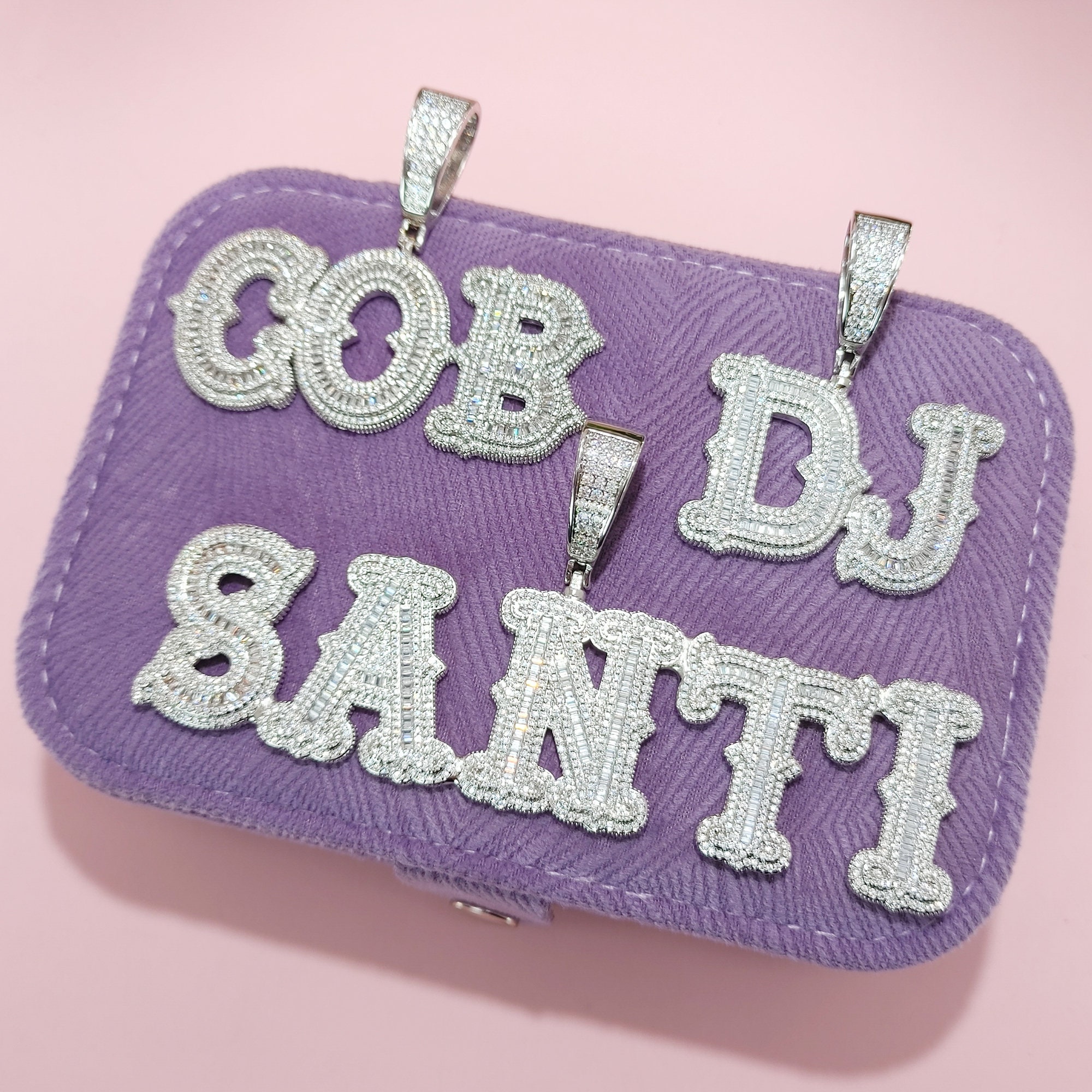 Iced Out Custom Nameplate Chain,personalized Name Pendant,big Initial ...