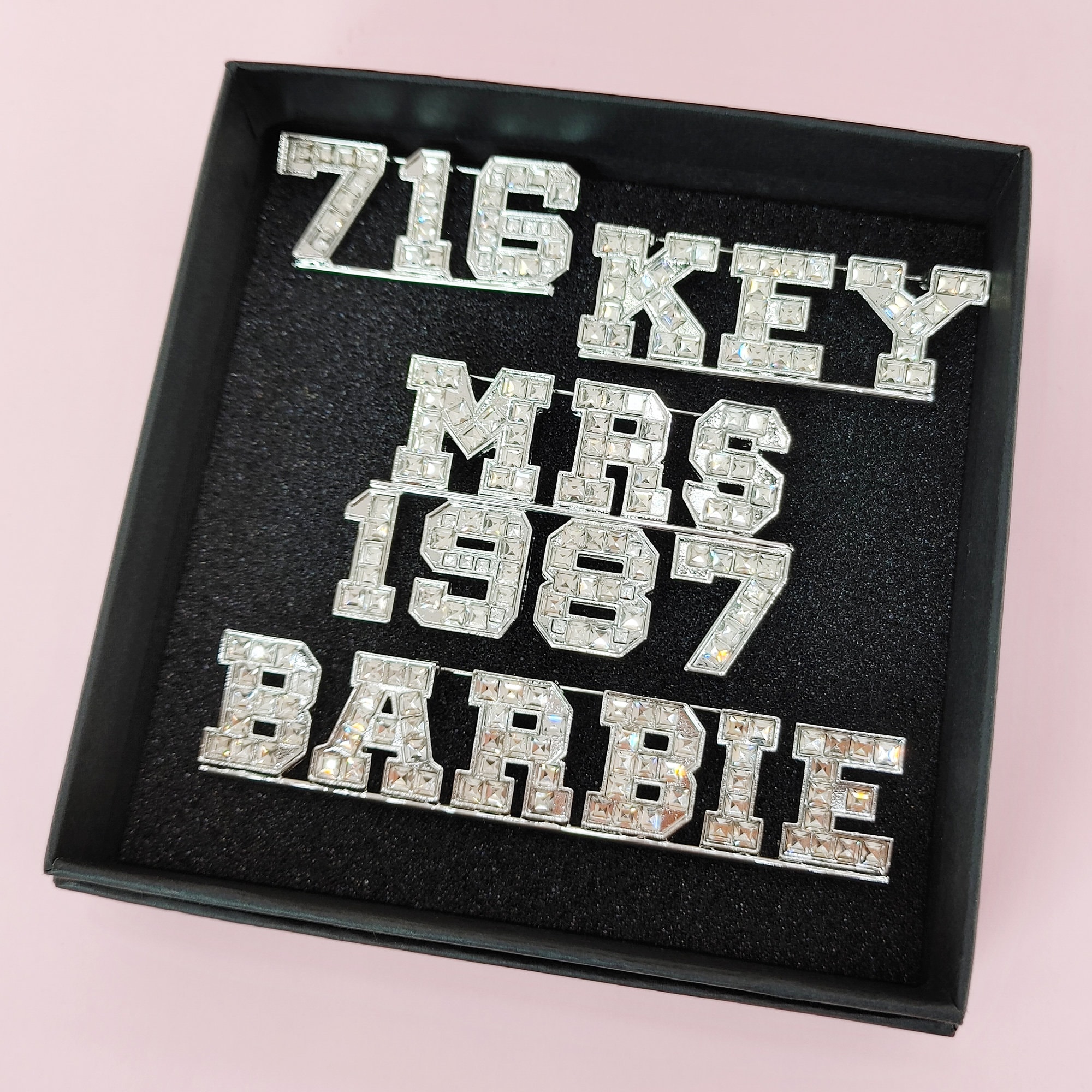 CUSTOM Bling-bling Words Pins, Handmade Name Brooch Pin, Personalised ...