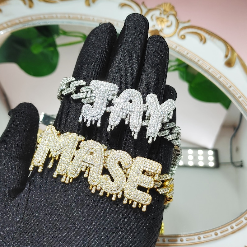 Custom Nameplate With Bling Cuban Chain, Personalized Nickname Necklace ...