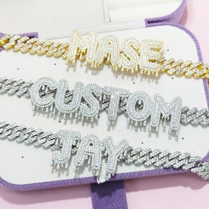 Custom Nameplate With Bling Cuban Chain, Personalized Nickname Necklace ...