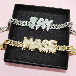 Custom Nameplate With Bling Cuban Chain, Personalized Nickname Necklace ...