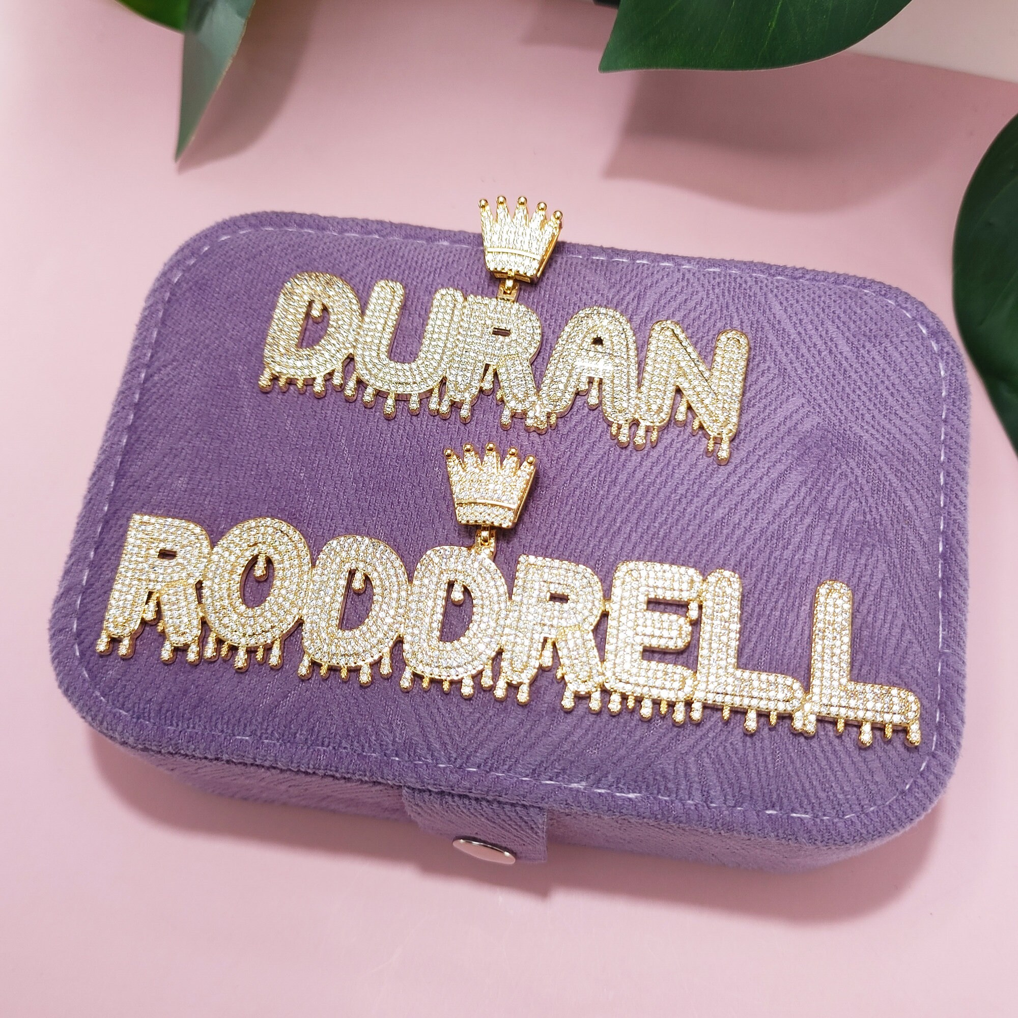 CUSTOM Micro Paved Drippy Letters Name Pendant,personalised Words ...