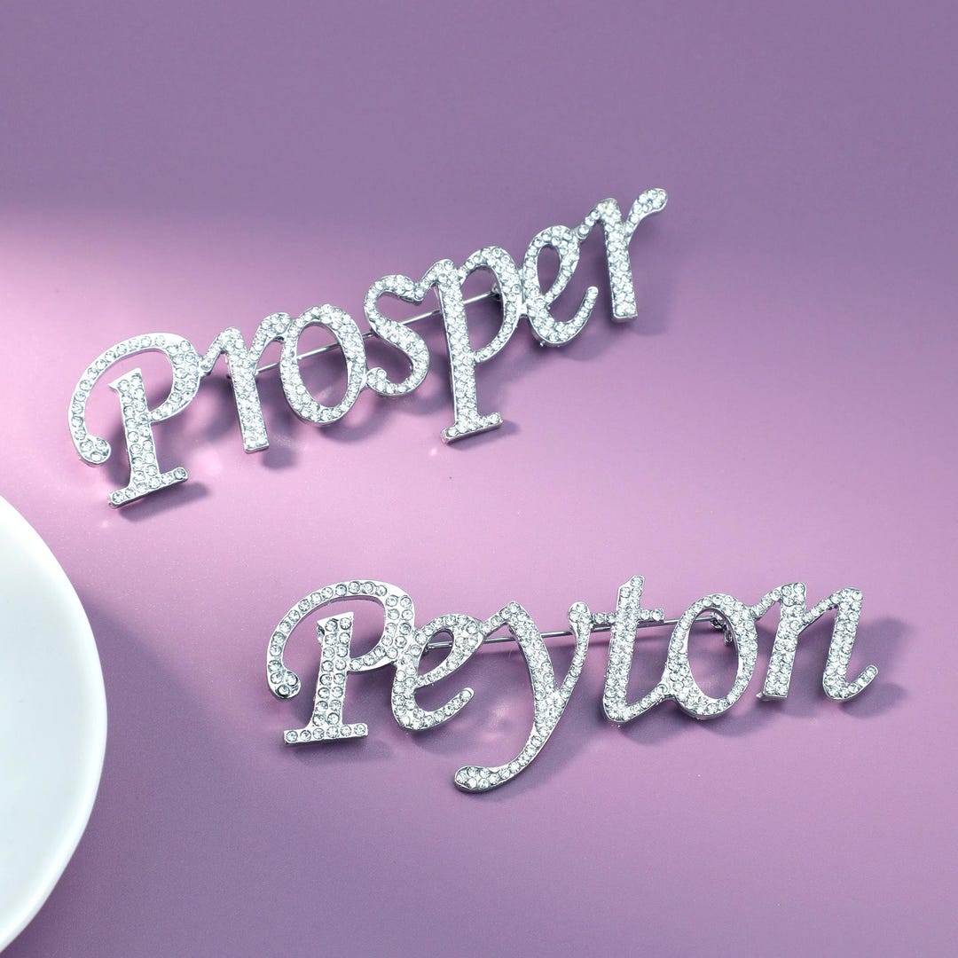 Custom Bling Word Pin, Personalized Name Lapel Pin, Handmade Monogram ...