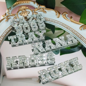 CUSTOM Bling-bling Words Pins, Handmade Name Brooch Pin, Personalised ...