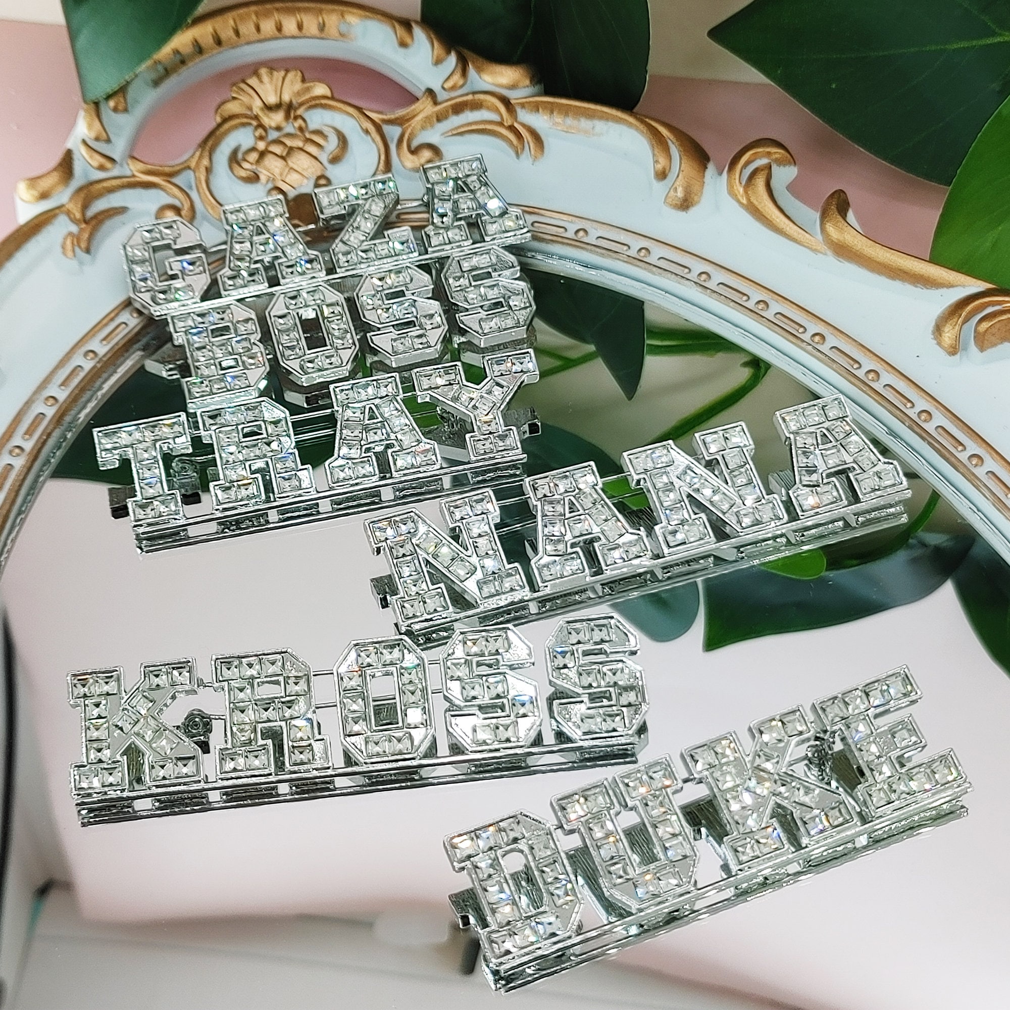 CUSTOM Bling-bling Words Pins, Handmade Name Brooch Pin, Personalised ...