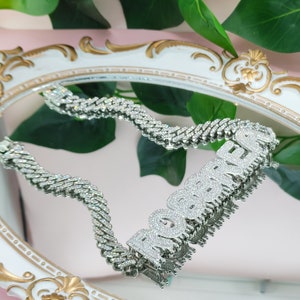 Custom Nameplate With Bling Cuban Chain, Personalized Nickname Necklace ...