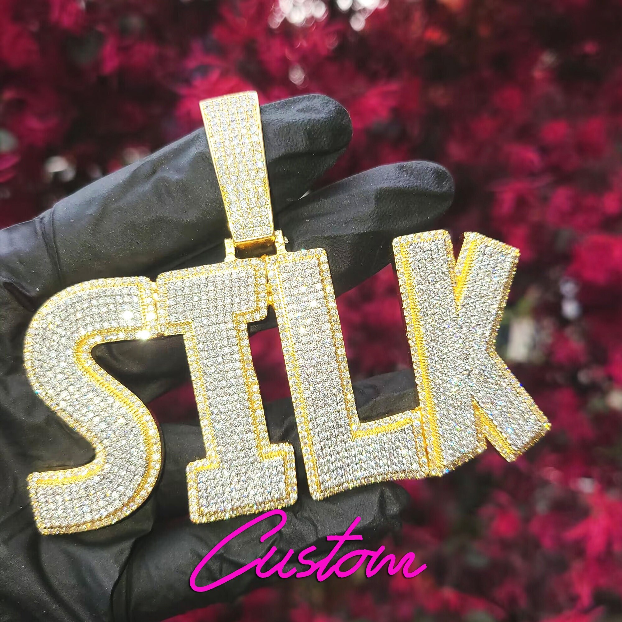 CUSTOM Big Nameplate Chain, Personalized Name Necklace, Micro Paved CZ ...