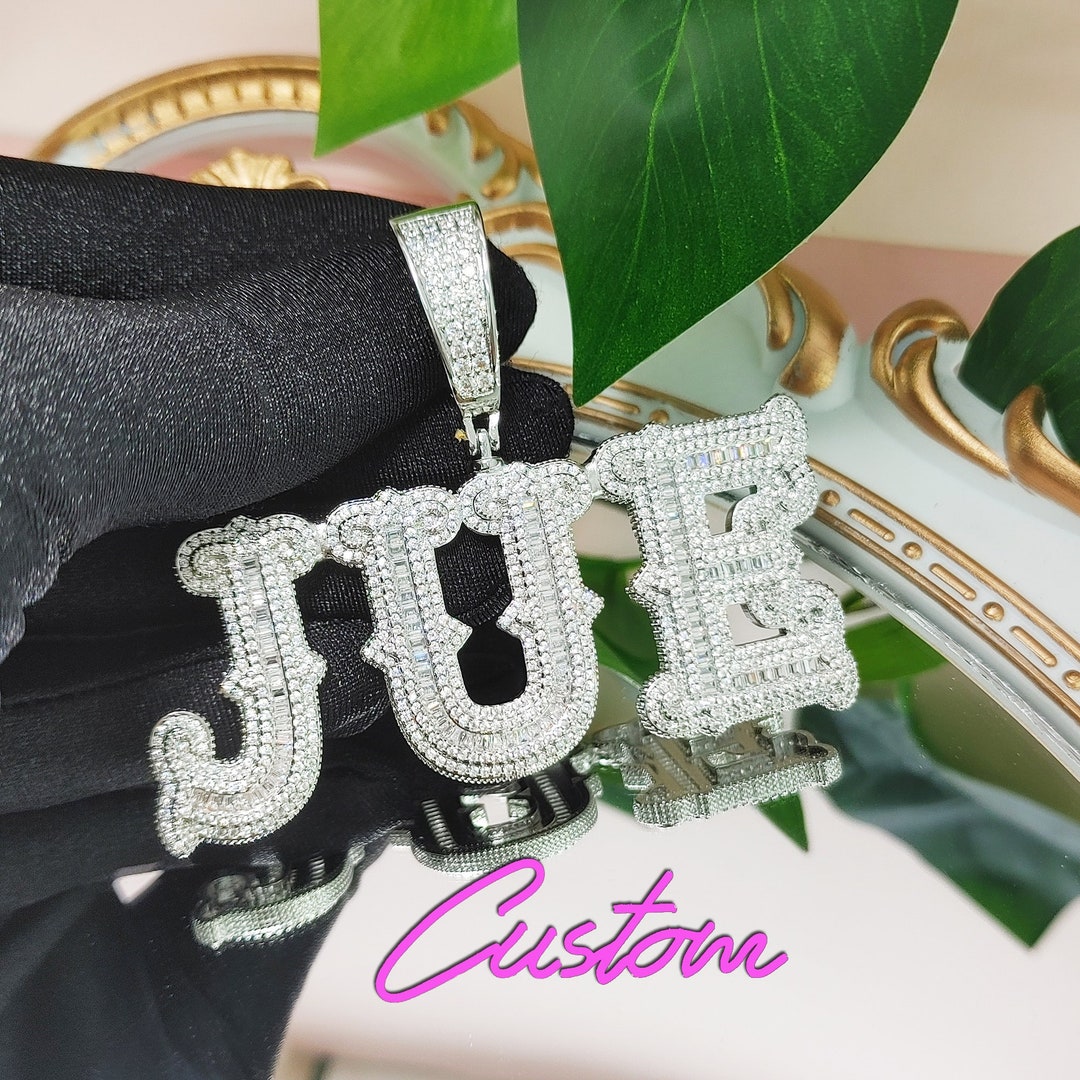 Iced Out Custom Big Baguette Letters Initial Name Pendant/monogram ...