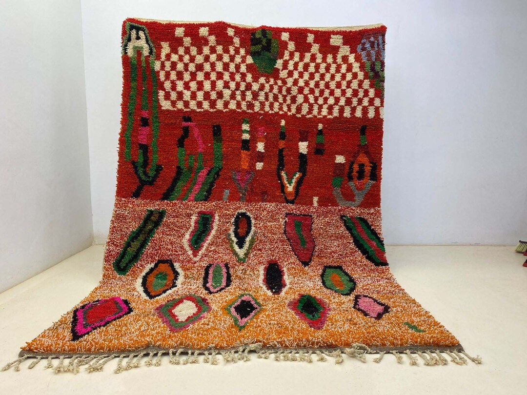 Authentic Berber Amazigh Symbols Rug - Moroccan Handmade Wool Colorful ...