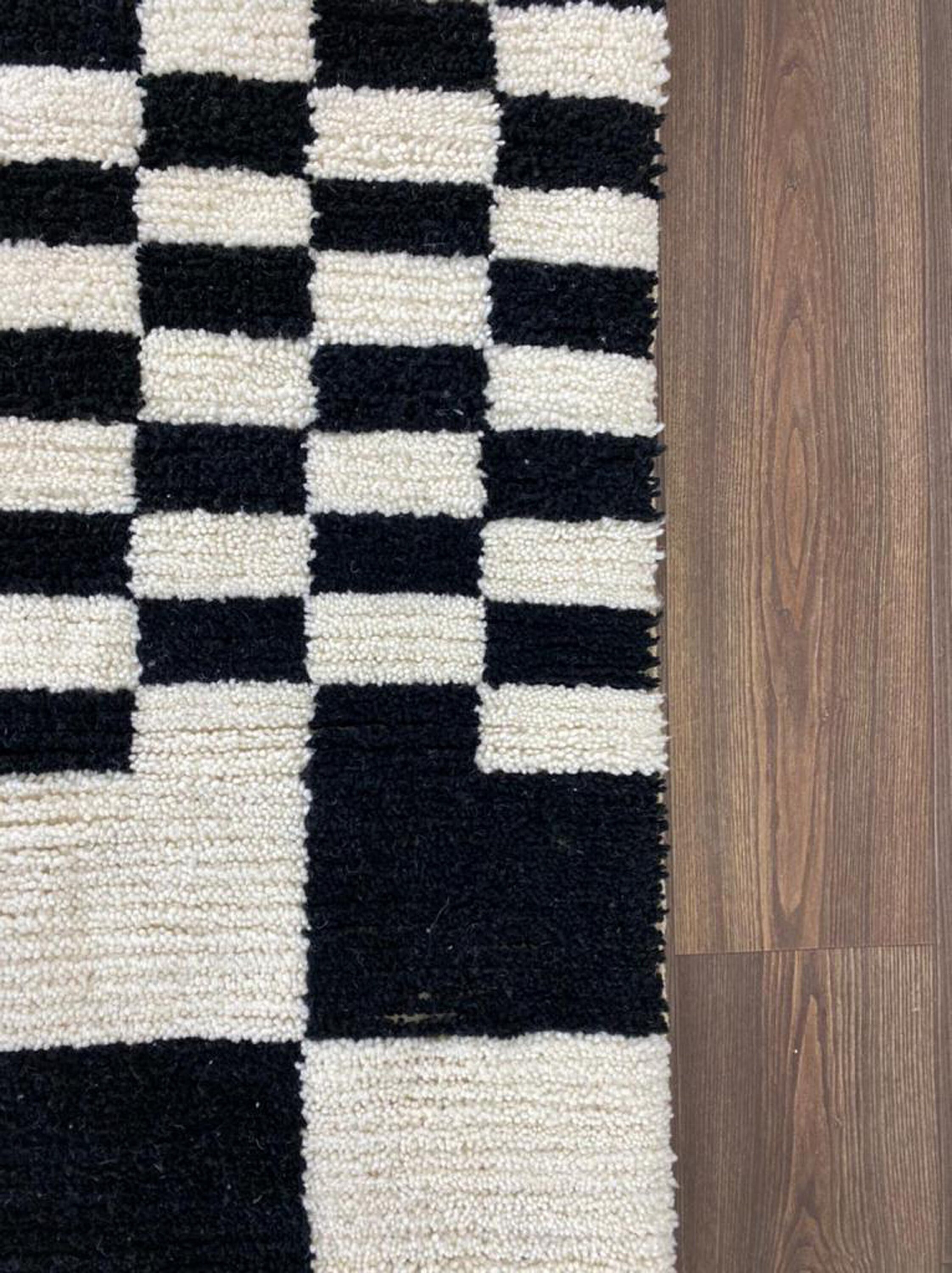 Large Black and White Checkered Rug Moroccan Berber Checkered Rug ...
