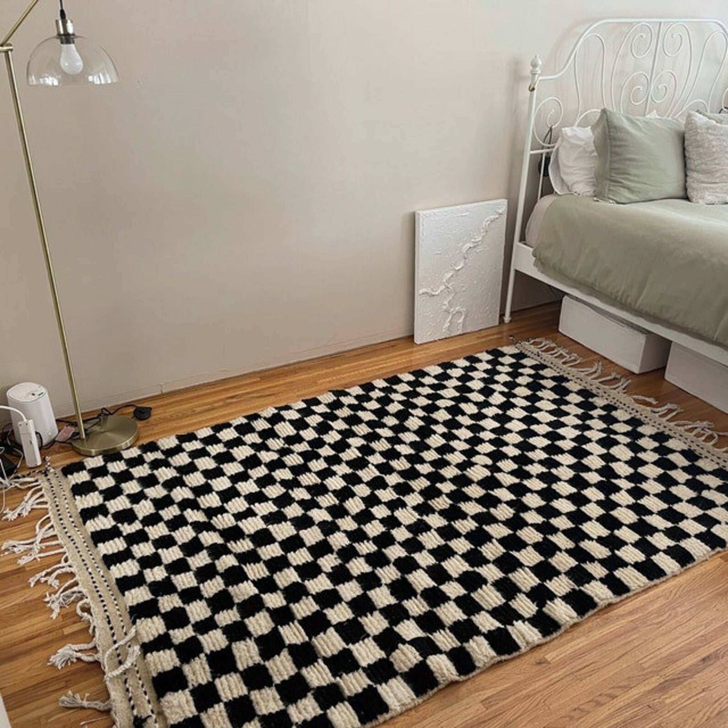 Large Black and White Checkered Rug Moroccan Berber Checkered Rug ...