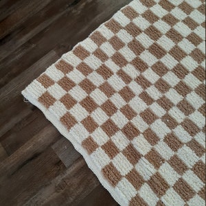 Brown and White Checkered Rug Moroccan Berber Checkered Rug | Etsy
