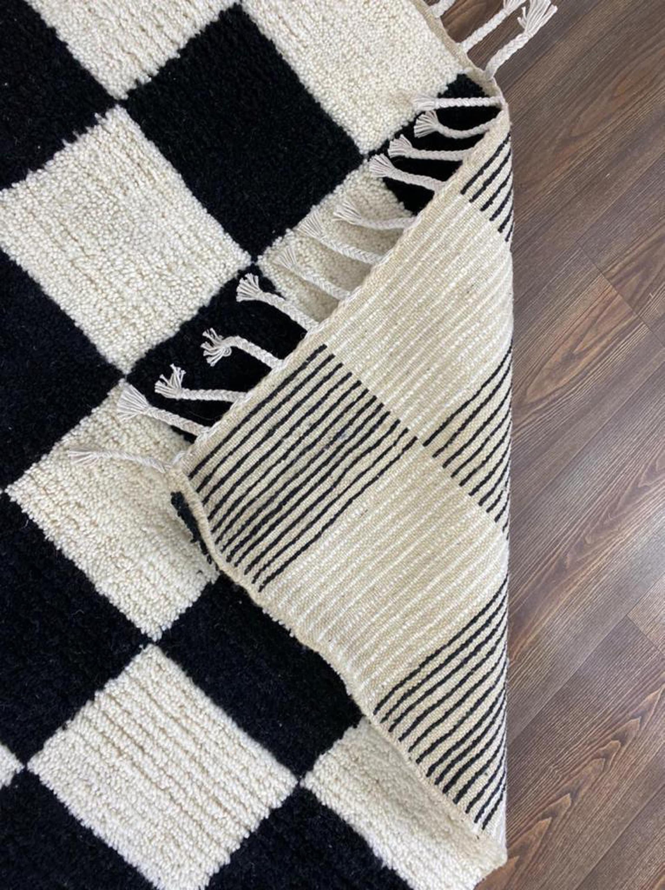 Large Black and White Checkered Rug Moroccan Berber Checkered Rug ...