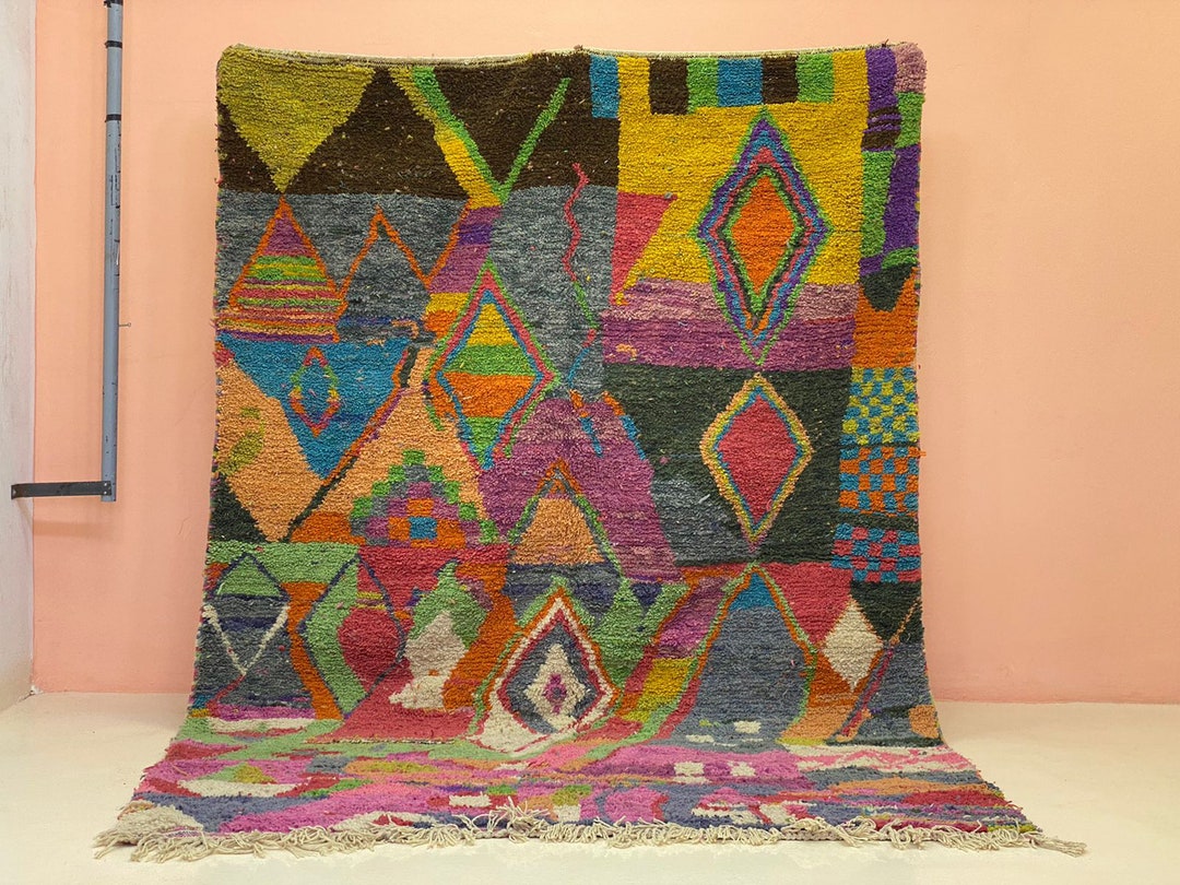 Multicolored Berber Rug, Authentic Moroccan Rug, Custom Colorful Rug ...