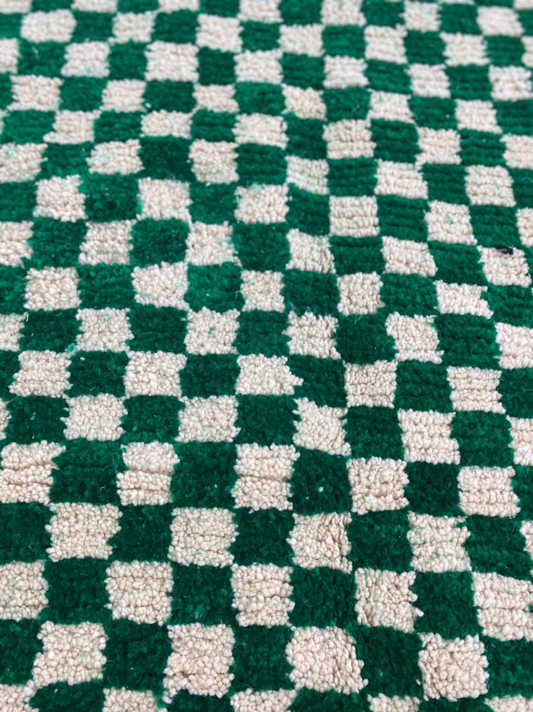Checkerboard Green and White Moroccan Rug - Etsy